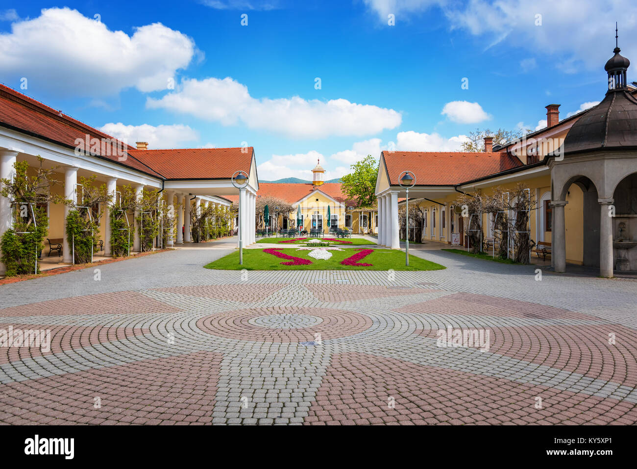 Historical building on spa island in Piestany (SLOVAKIA Stock Photo - Alamy