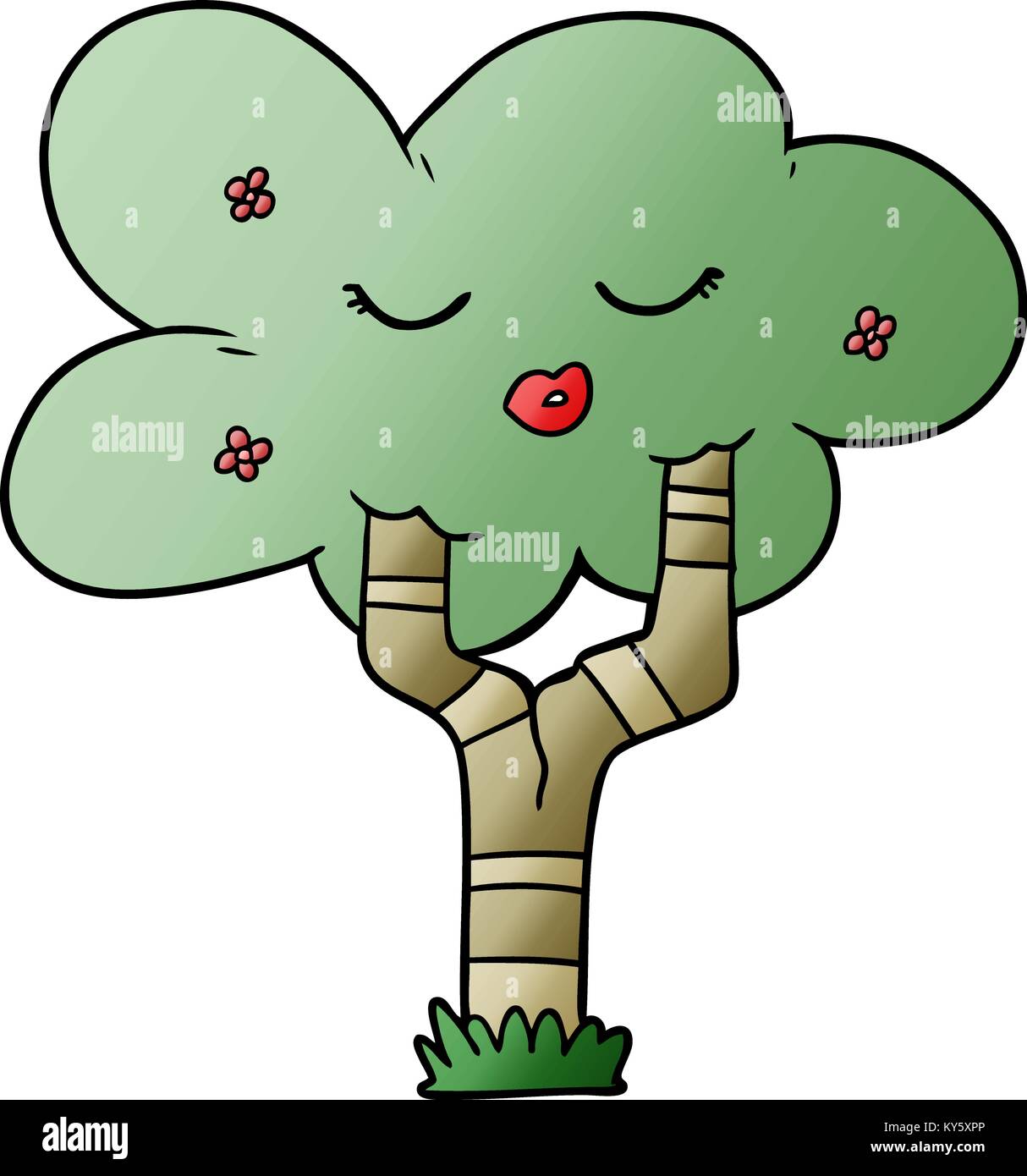 cartoon tree with face Stock Vector Image & Art - Alamy