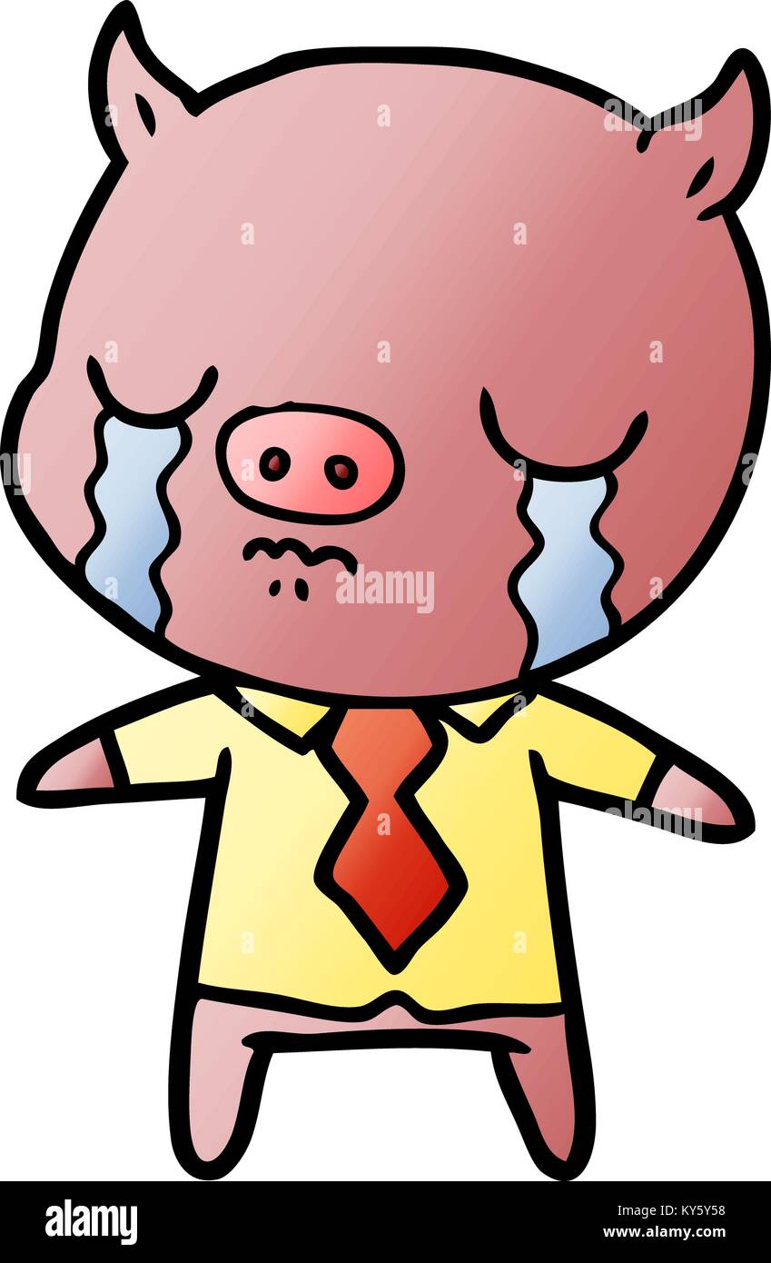 cartoon pig crying wearing shirt and tie Stock Vector Image & Art - Alamy
