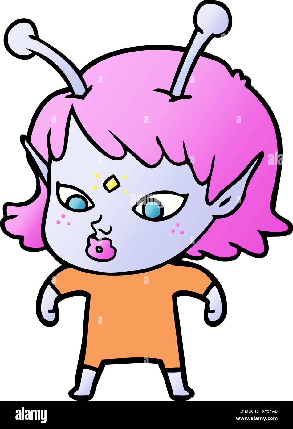 pretty cartoon alien girl Stock Vector Image & Art - Alamy