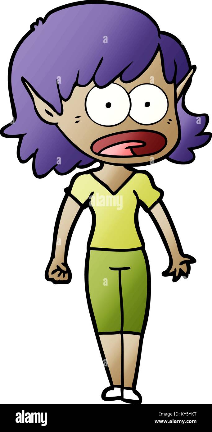 cartoon shocked elf girl Stock Vector Image & Art - Alamy