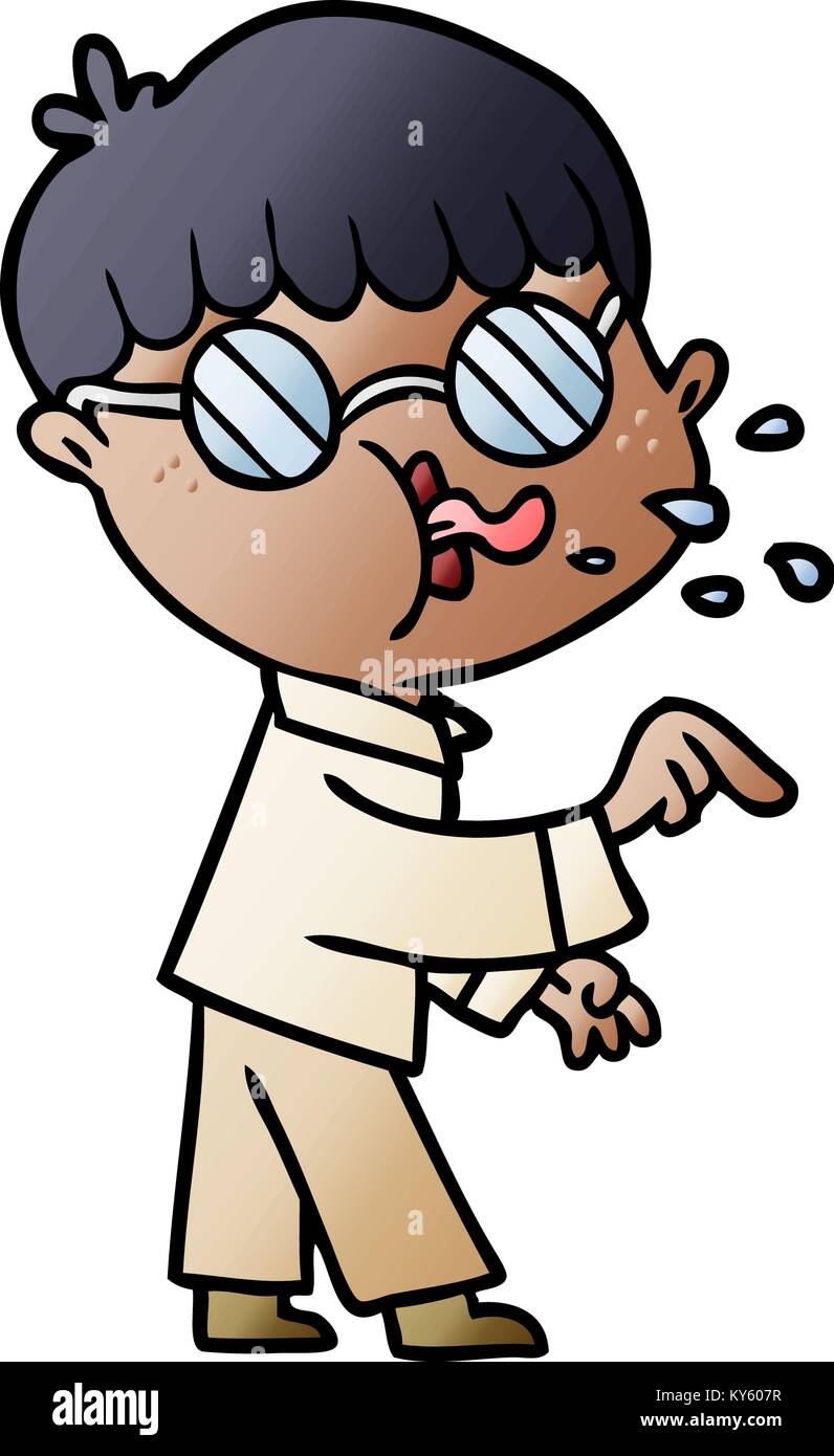 cartoon boy wearing spectacles and making point Stock Vector Image ...