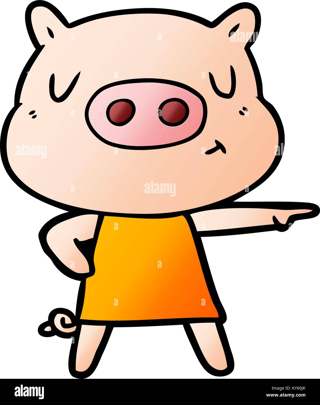 cartoon content pig in dress pointing Stock Vector Image & Art - Alamy
