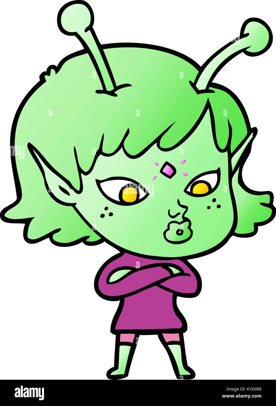 pretty cartoon alien girl Stock Vector Image & Art - Alamy