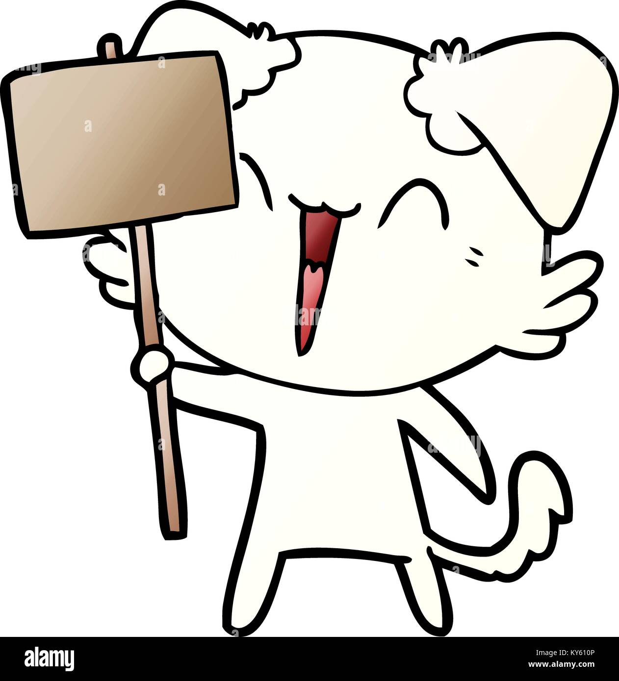 happy little cartoon dog holding sign Stock Vector Image & Art - Alamy