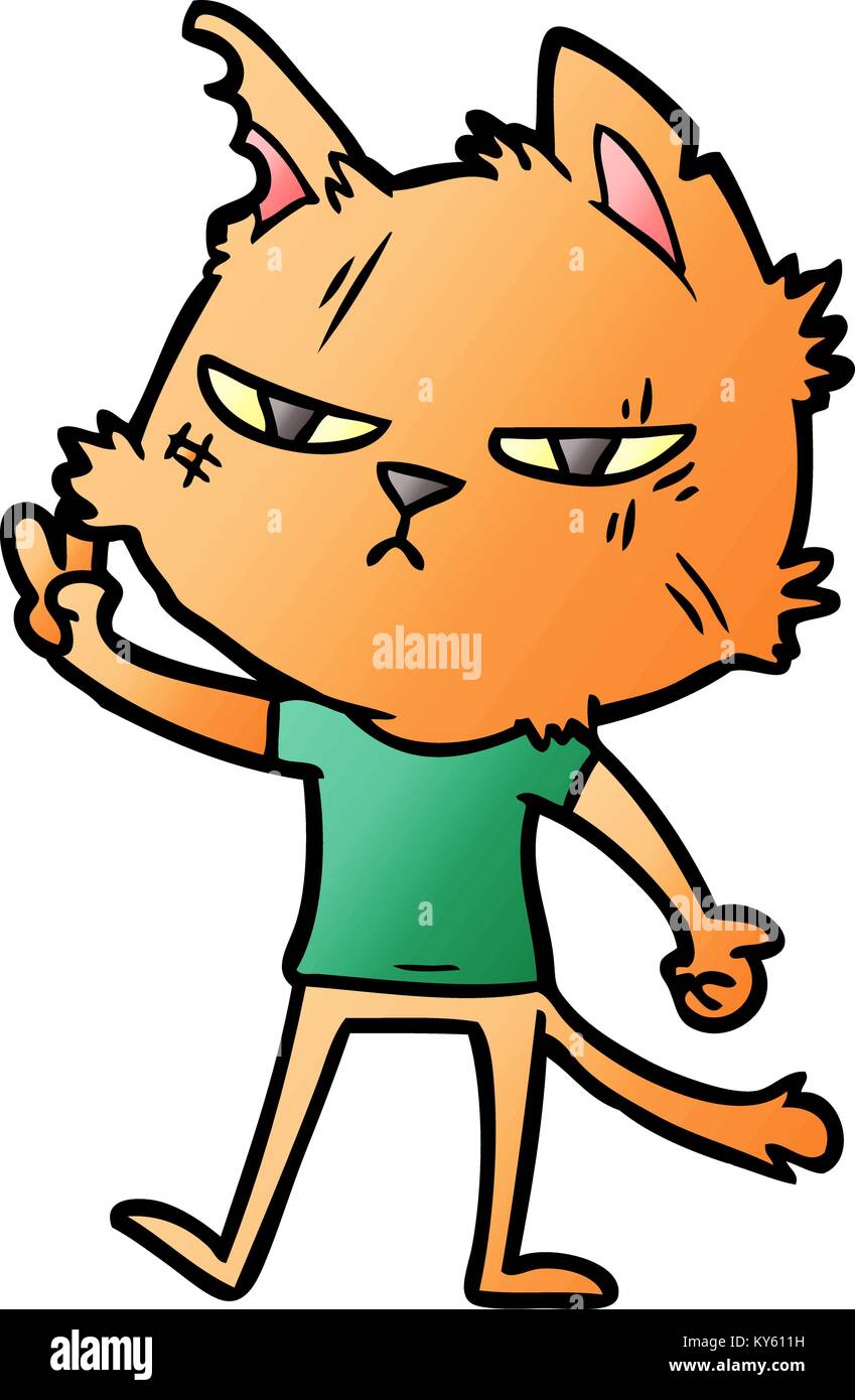 tough cartoon cat giving victory sign Stock Vector Image & Art - Alamy