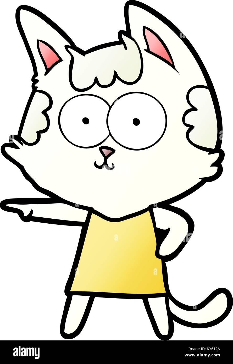 happy cartoon cat in dress pointing Stock Vector Image & Art - Alamy