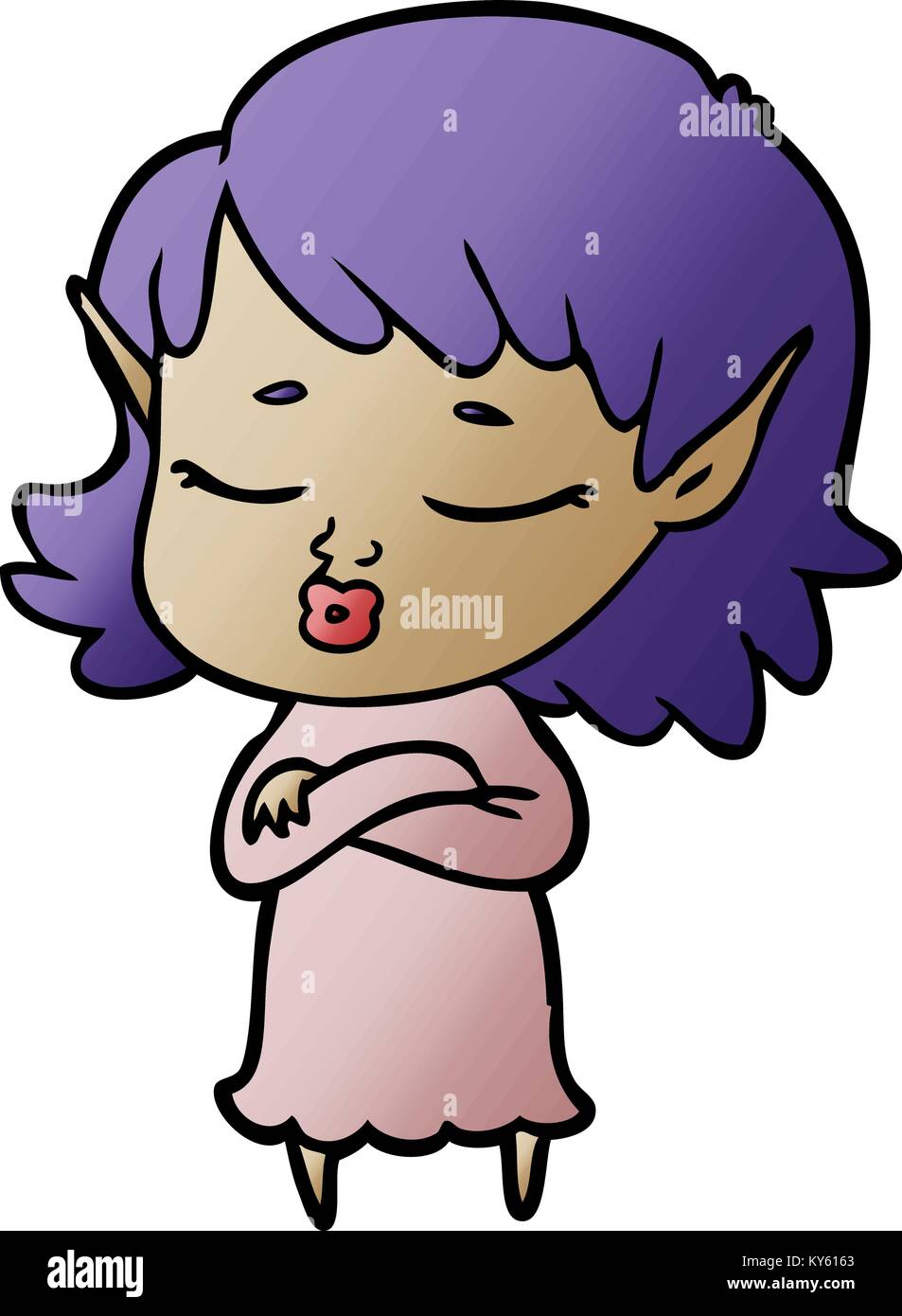 pretty cartoon elf girl with corssed arms Stock Vector Image & Art - Alamy