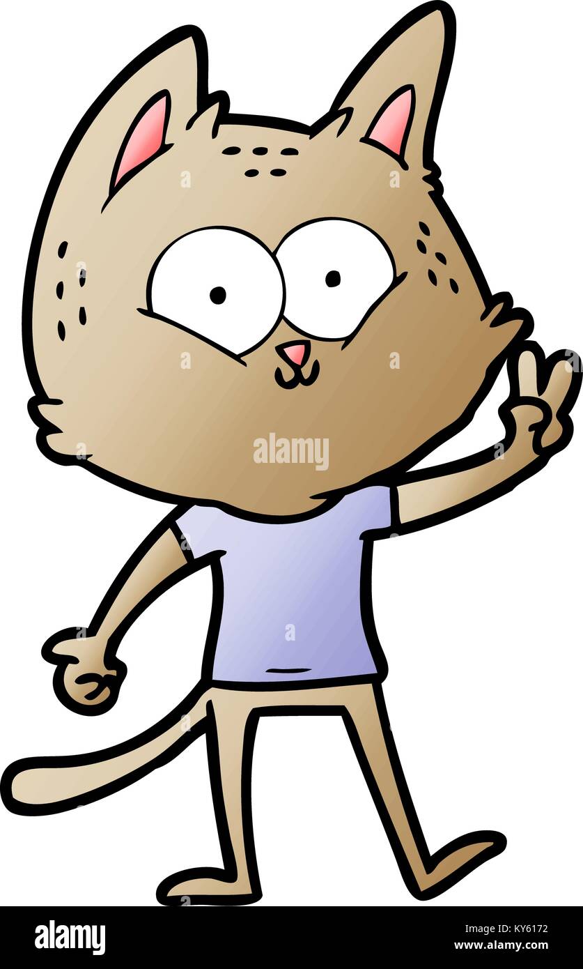 cartoon cat giving peace sign Stock Vector Image & Art - Alamy