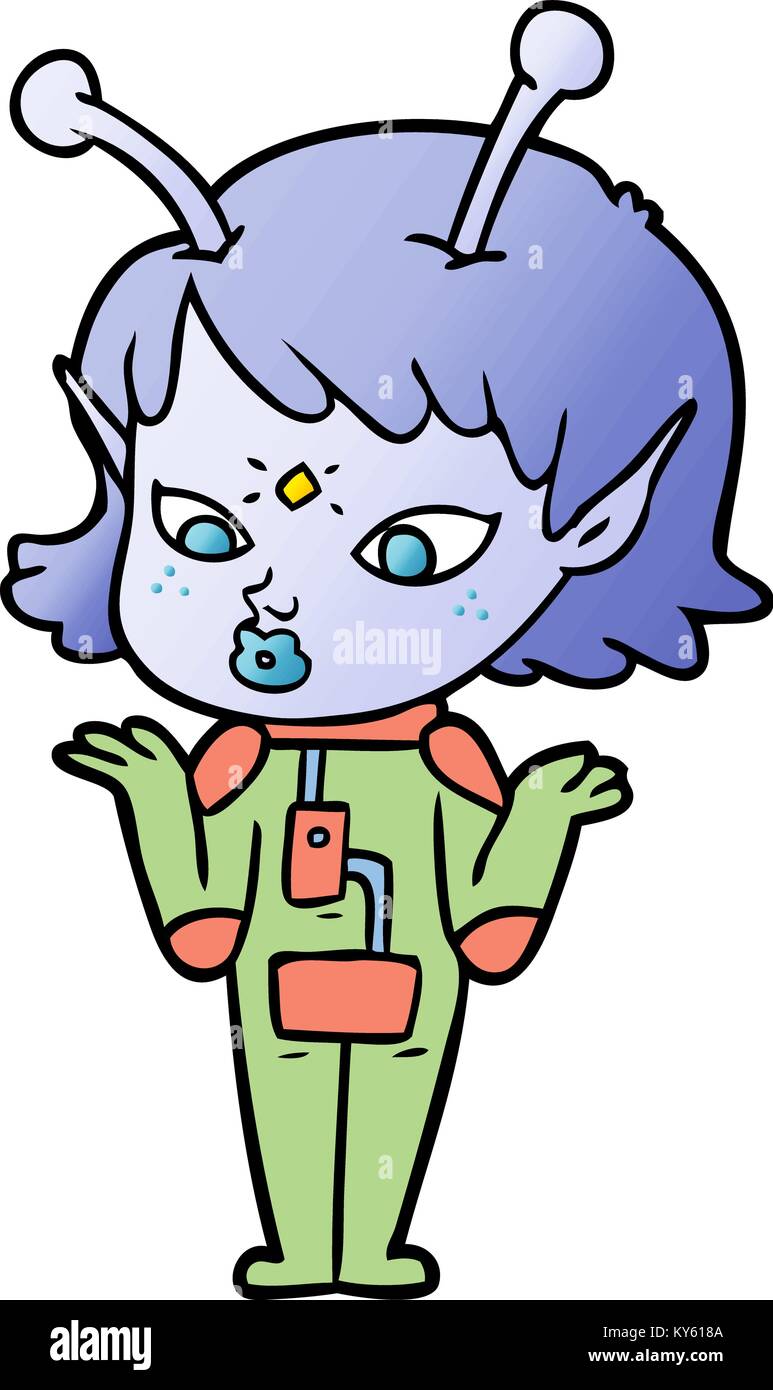 pretty cartoon alien girl Stock Vector Image & Art - Alamy