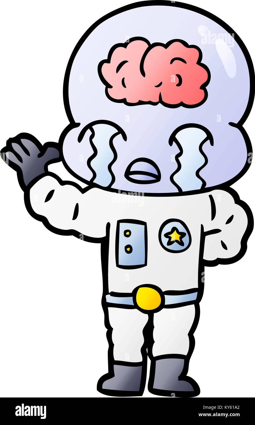 cartoon big brain alien crying Stock Vector Image & Art - Alamy