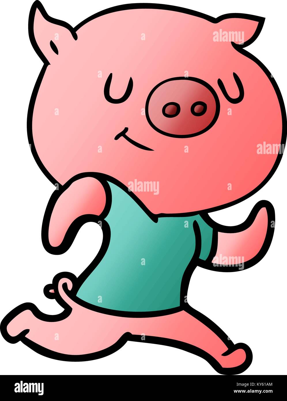 happy cartoon pig running Stock Vector Image & Art - Alamy