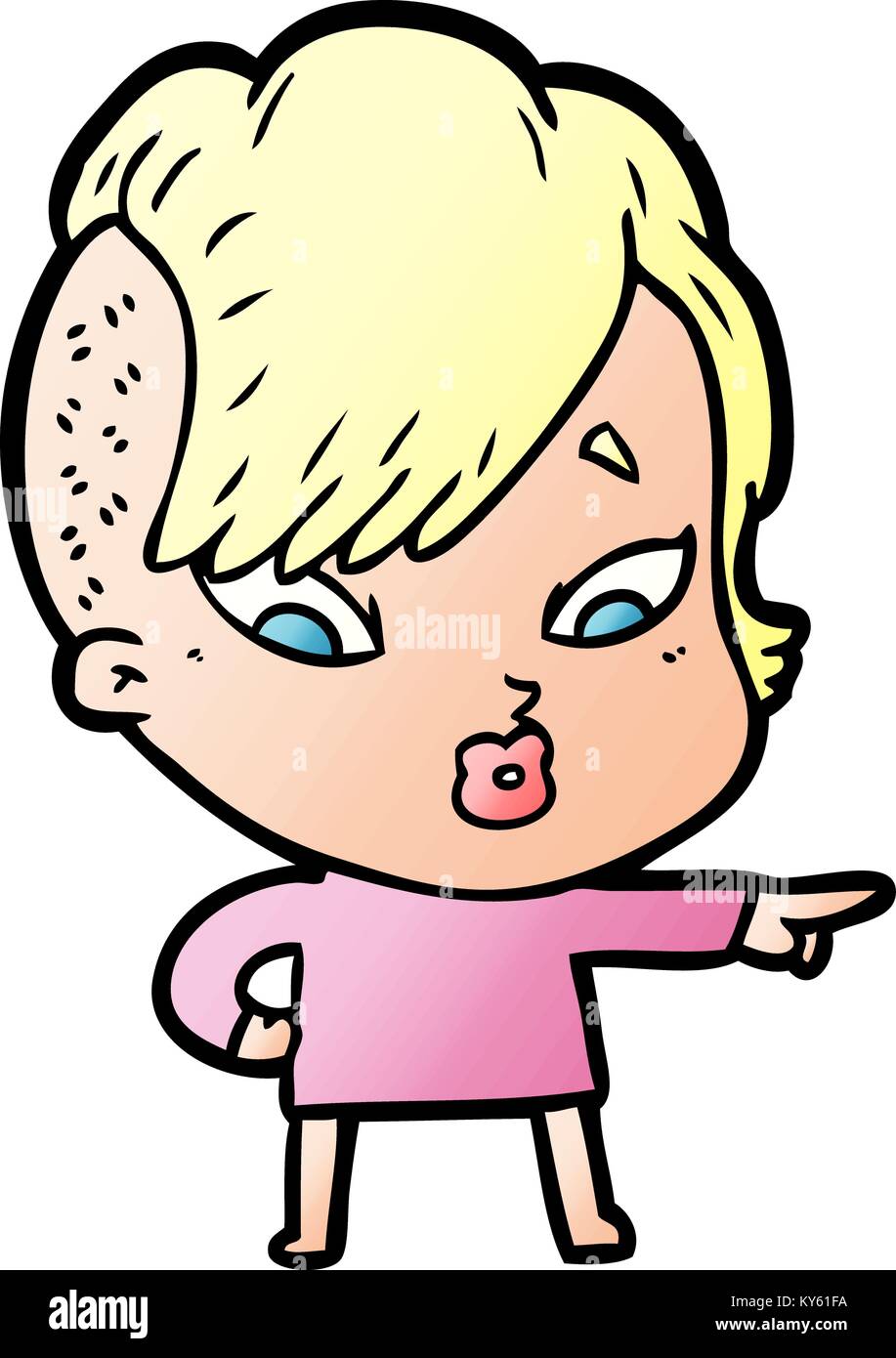 cartoon surprised girl pointing Stock Vector Image & Art - Alamy