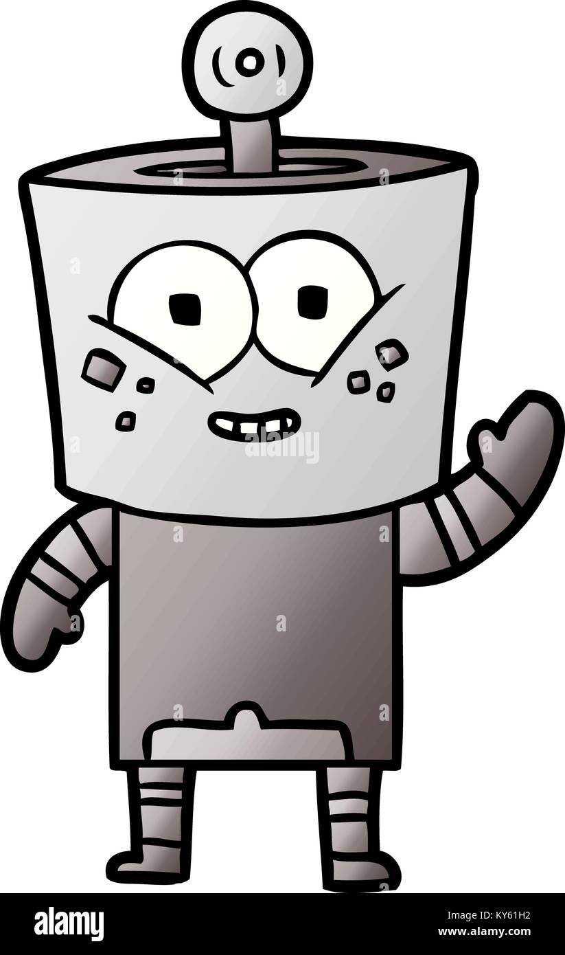 happy cartoon robot waving hello Stock Vector Image & Art - Alamy