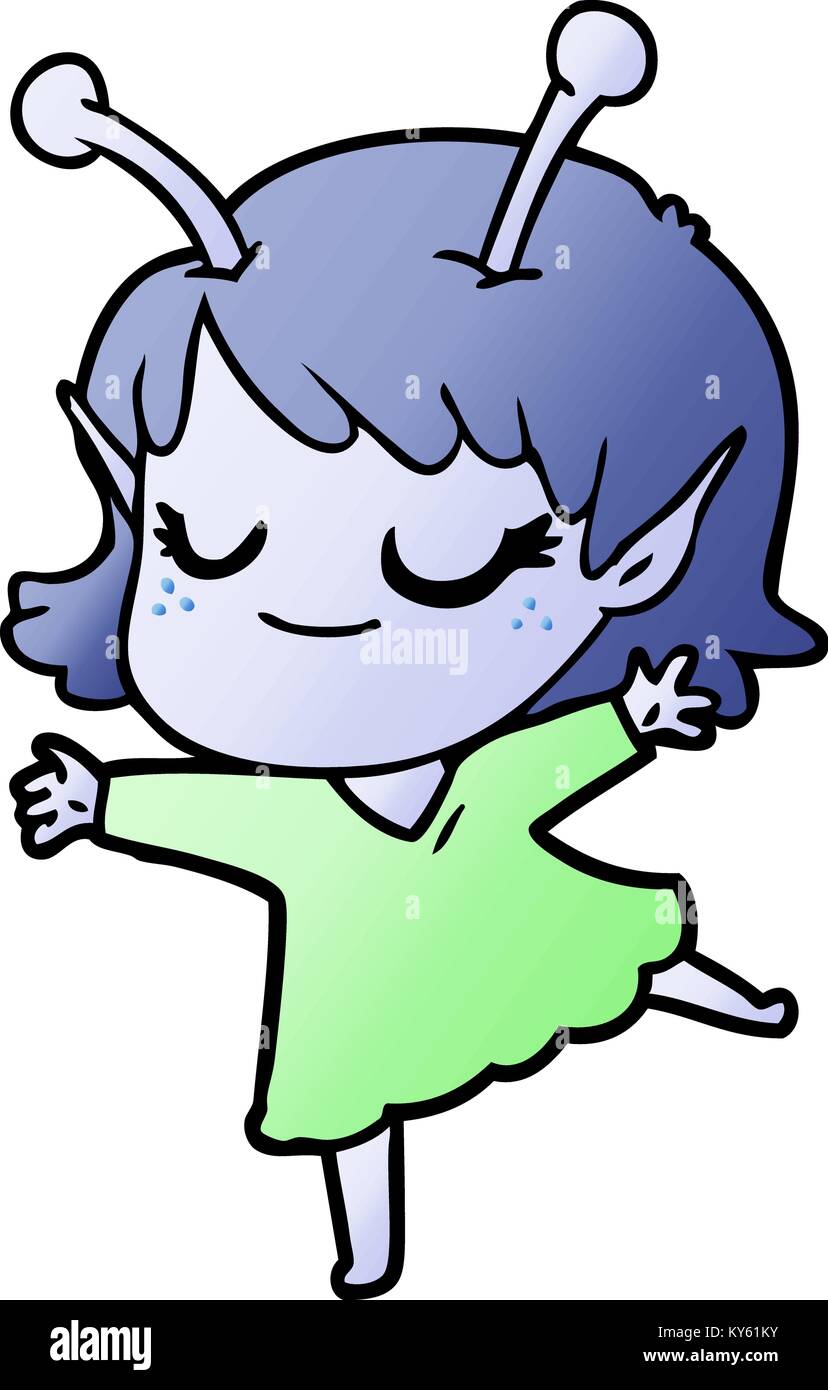 smiling alien girl cartoon dancing Stock Vector Image & Art - Alamy
