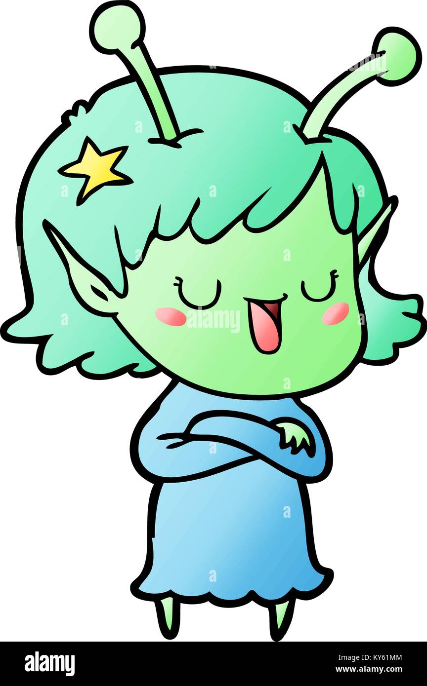 Cartoon happy alien girl Stock Vector Images - Alamy