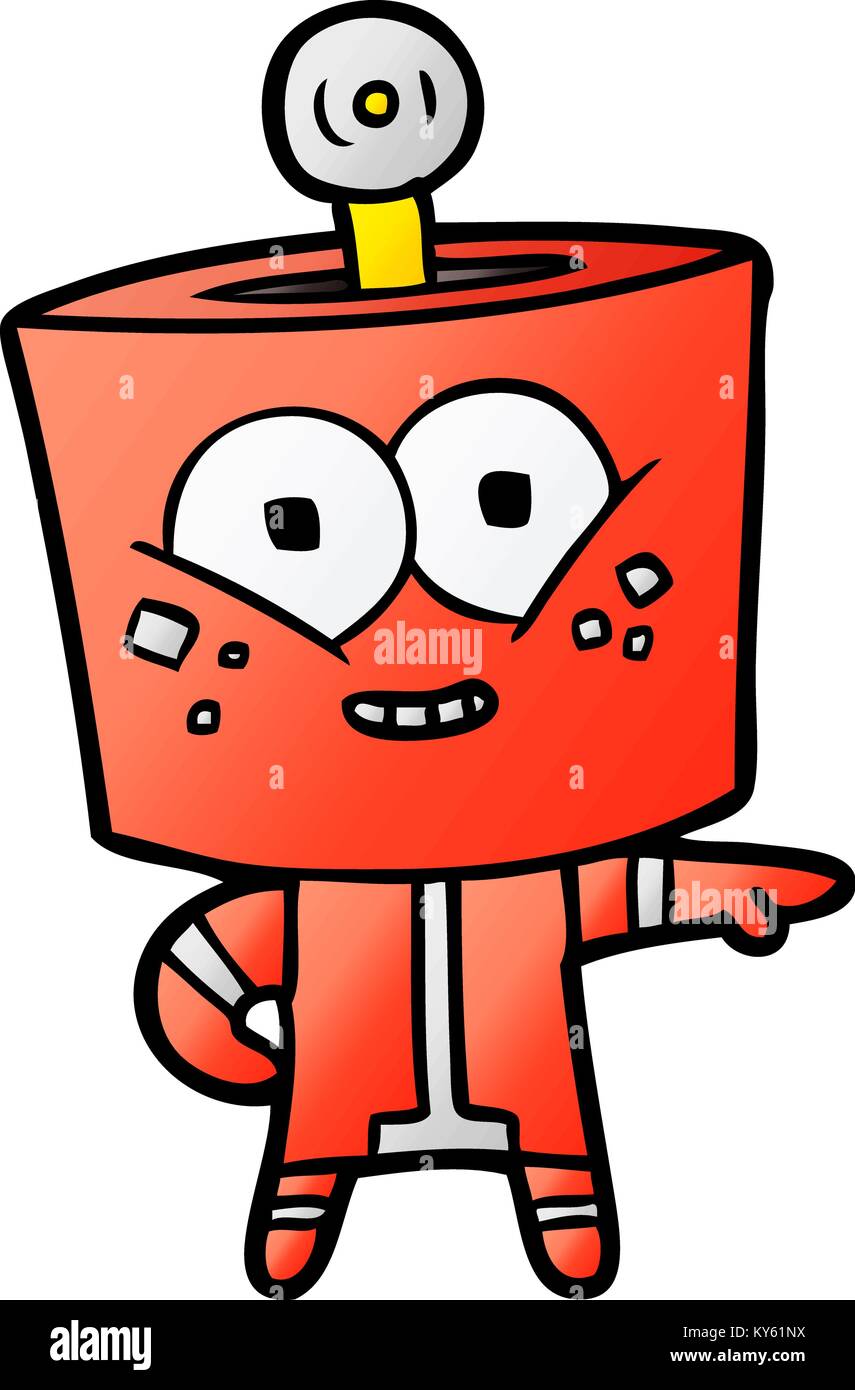 happy cartoon robot pointing Stock Vector Image & Art - Alamy