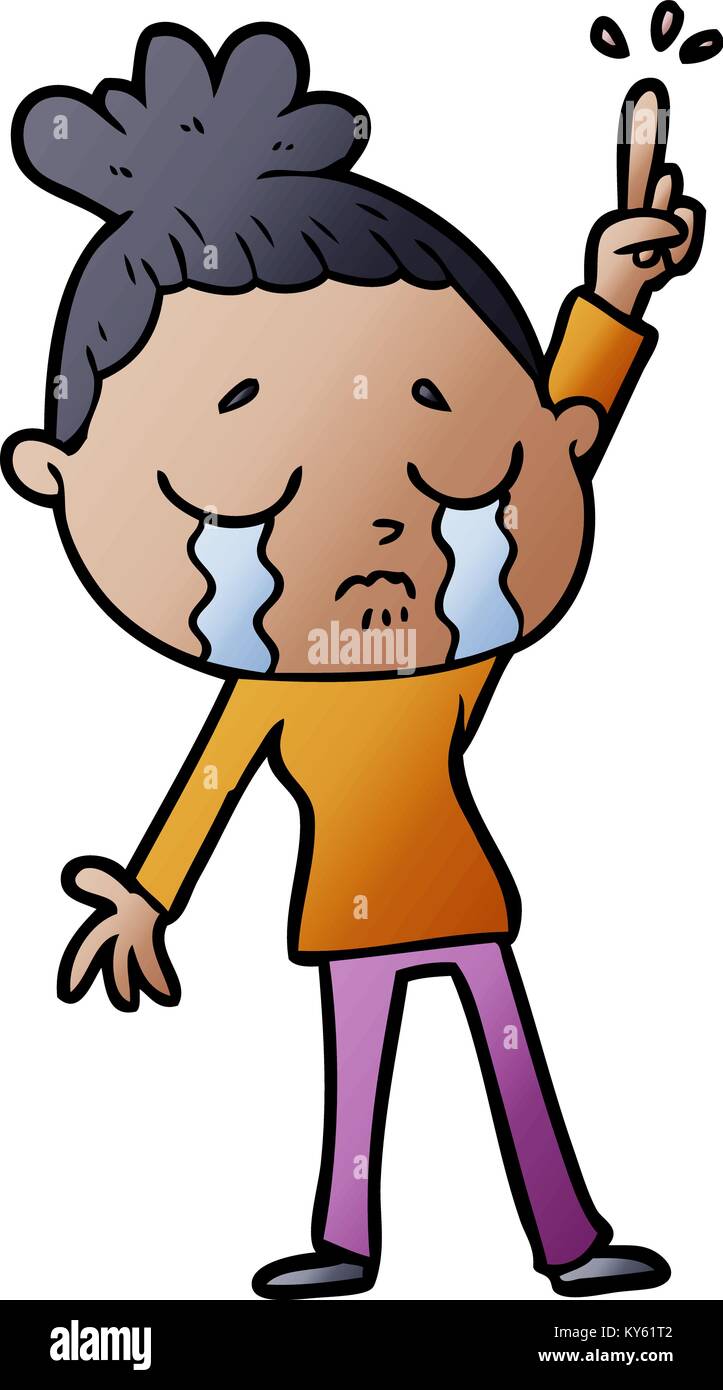 cartoon crying woman raising hand Stock Vector Image & Art - Alamy