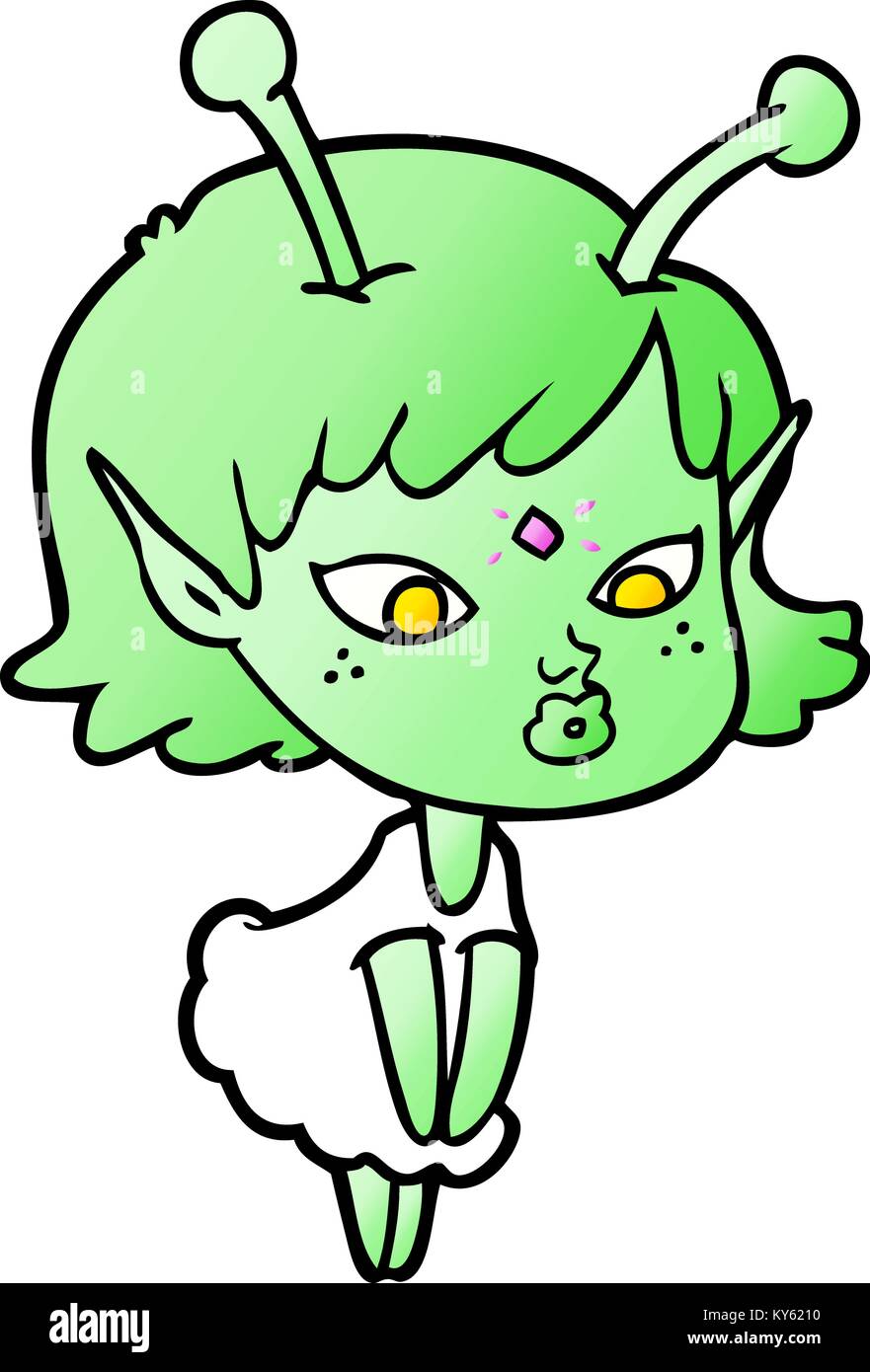 pretty cartoon alien girl Stock Vector Image & Art - Alamy
