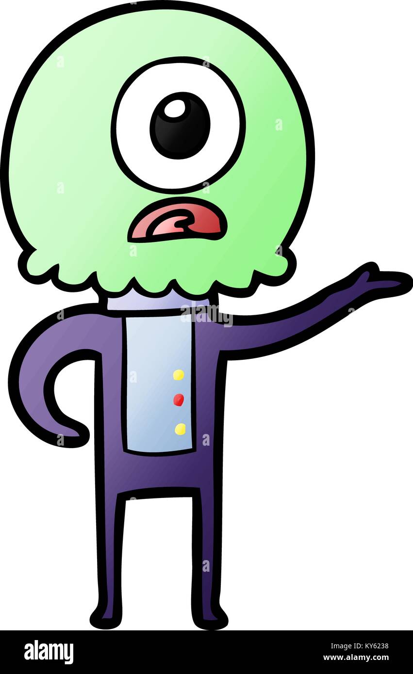 cartoon cyclops alien spaceman explaining Stock Vector Image & Art - Alamy