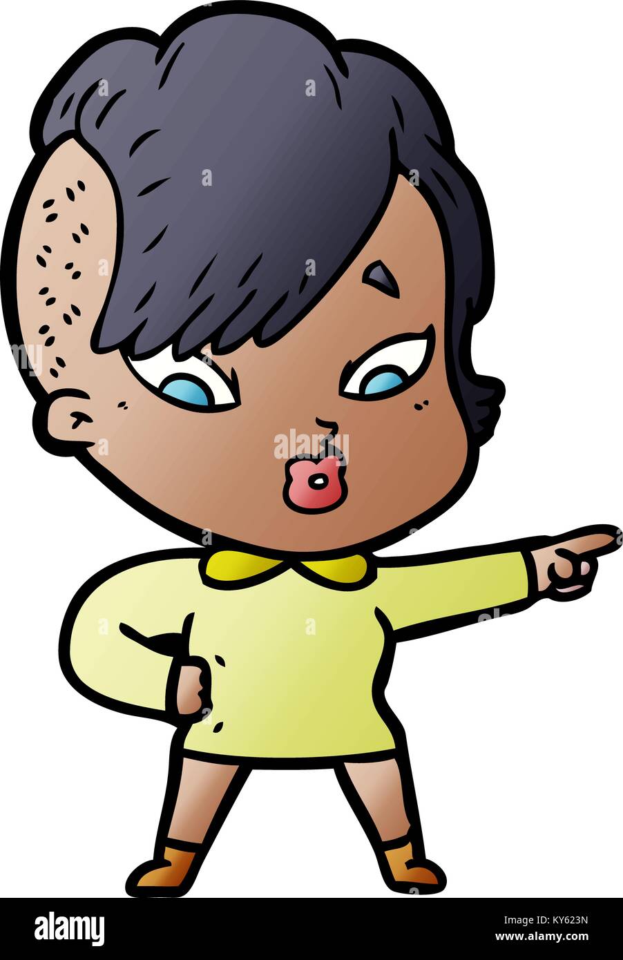 cartoon surprised girl pointing Stock Vector Image & Art - Alamy