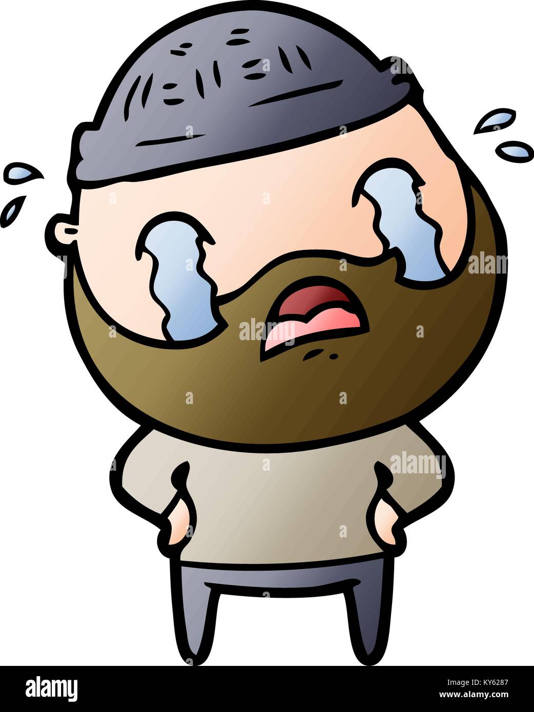 cartoon bearded man crying Stock Vector Image & Art - Alamy