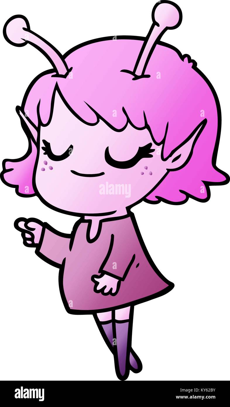 smiling alien girl cartoon Stock Vector Image & Art - Alamy