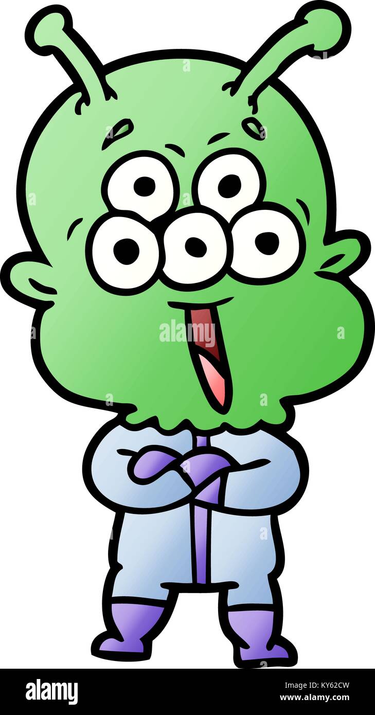happy cartoon alien Stock Vector Image & Art - Alamy