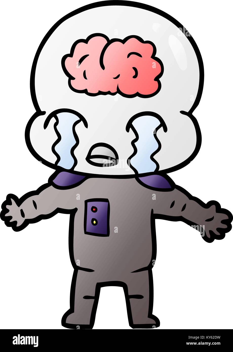 cartoon big brain alien crying Stock Vector Image & Art - Alamy