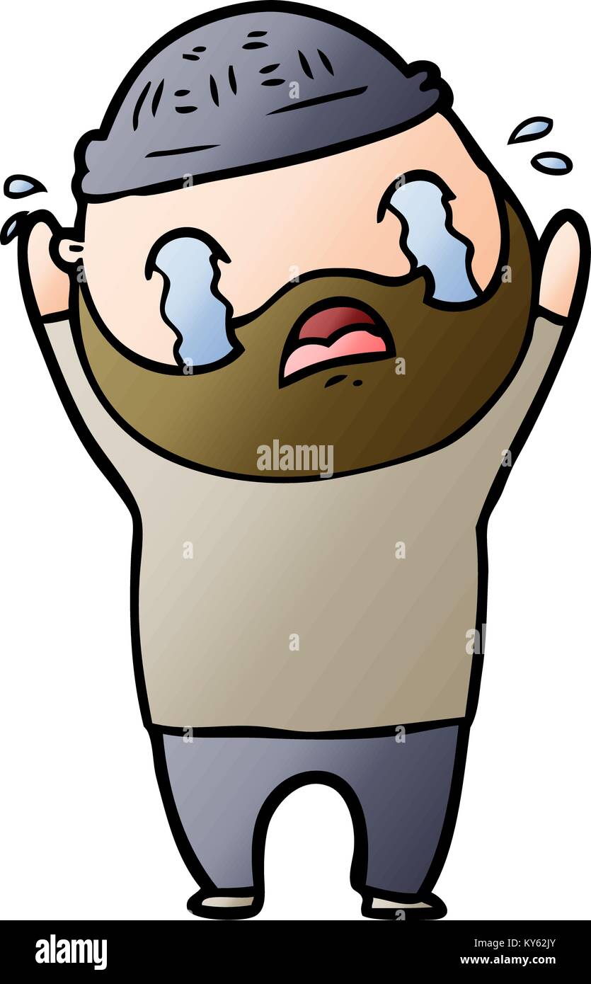 cartoon bearded man crying Stock Vector Image & Art - Alamy