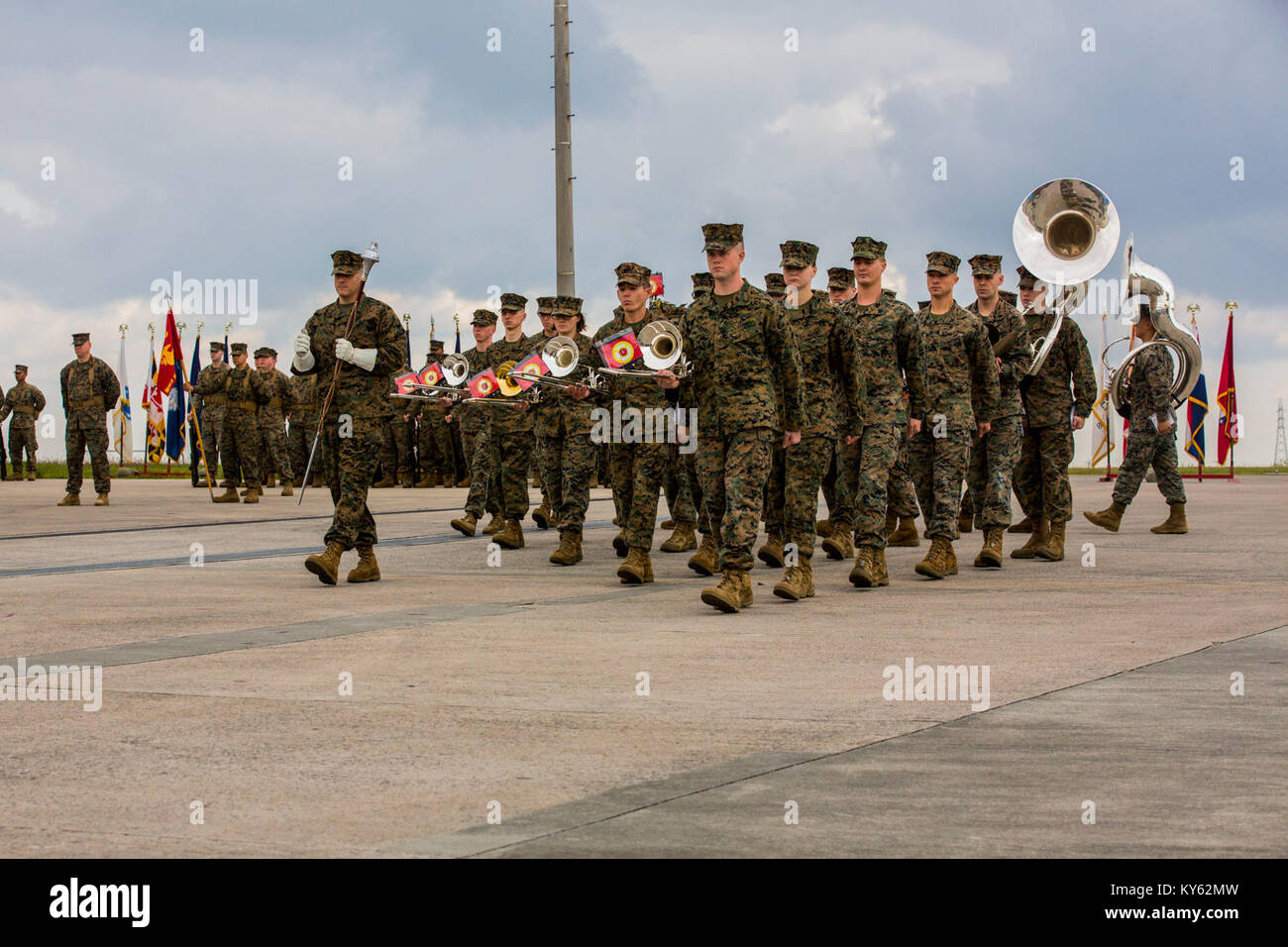 U.S. Marines with the III Marine Expeditionary Force Band perform ...