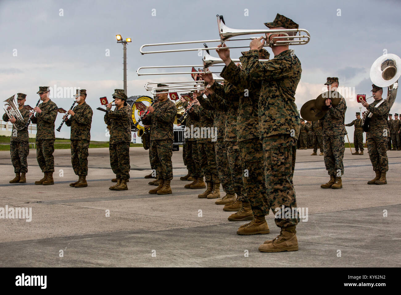 U.S. Marines with the III Marine Expeditionary Force Band perform ...