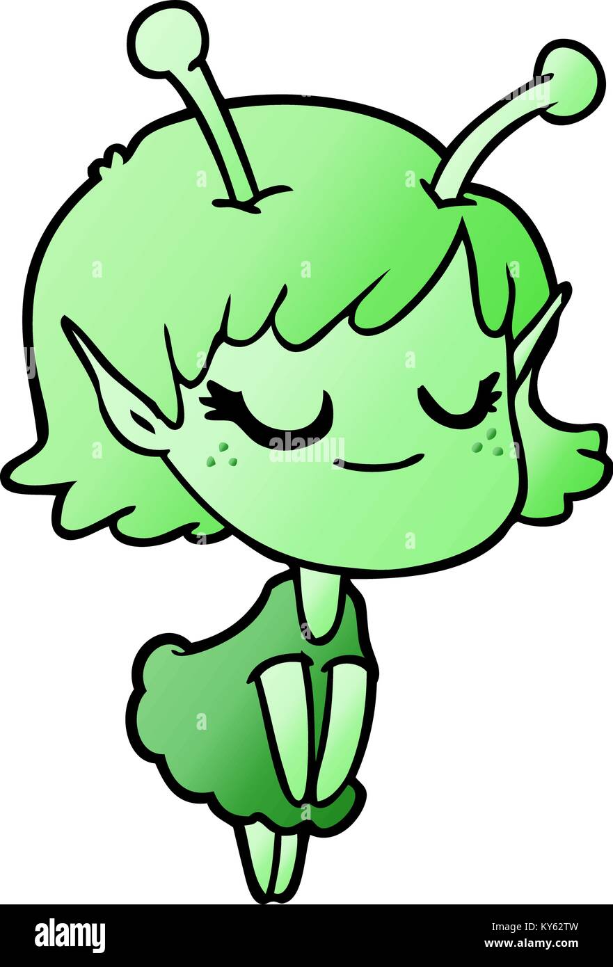 smiling alien girl cartoon Stock Vector Image & Art - Alamy