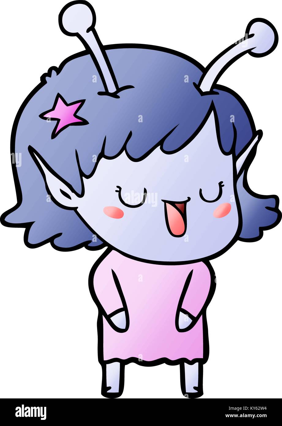 happy alien girl cartoon Stock Vector Image & Art - Alamy