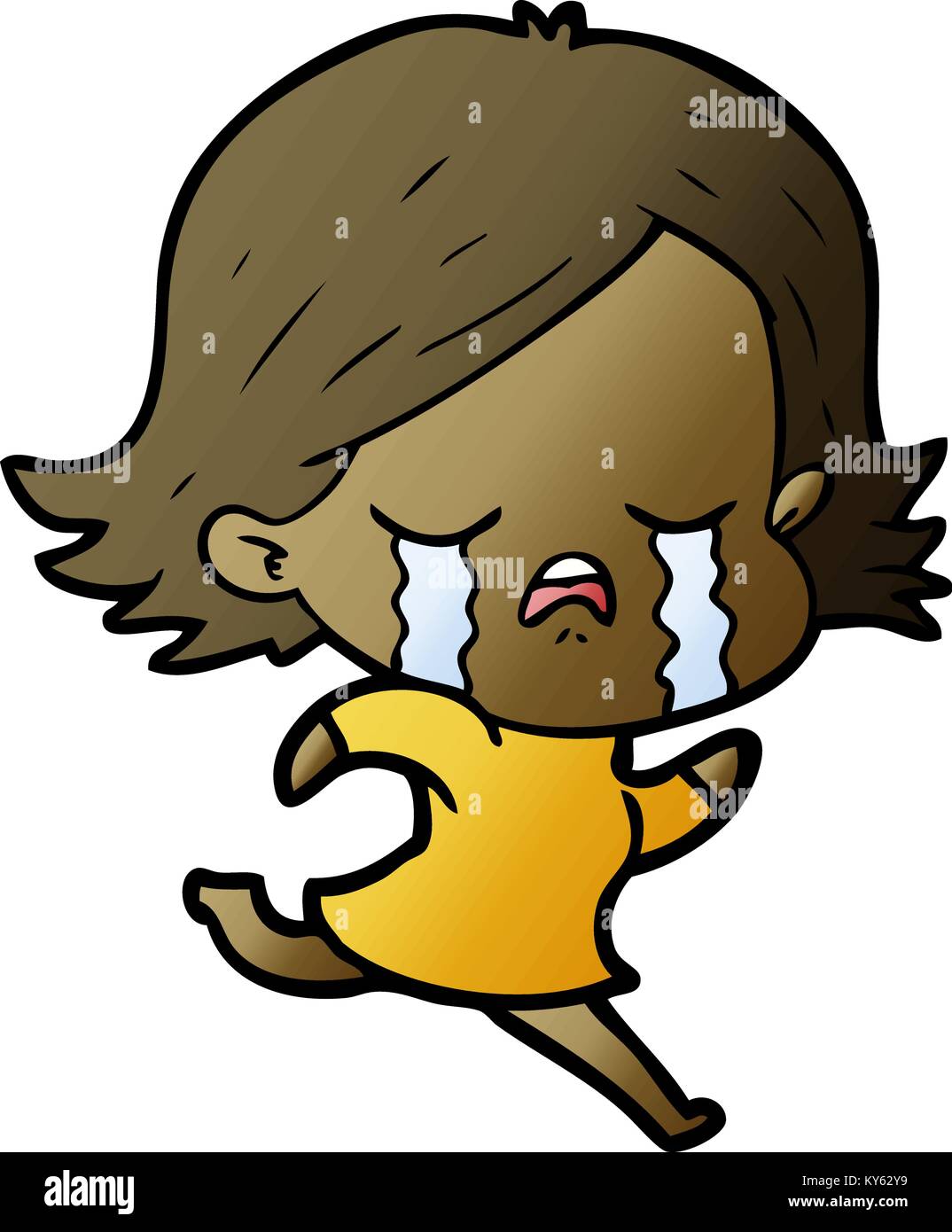cartoon girl crying whilst running Stock Vector Image & Art - Alamy