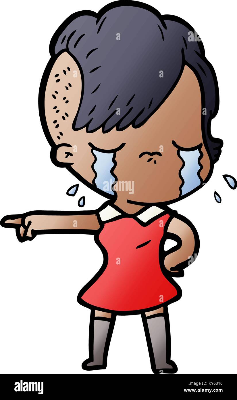 cartoon crying girl pointing Stock Vector Image & Art - Alamy
