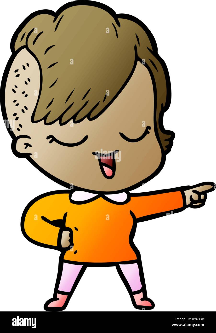 happy cartoon girl pointing Stock Vector Image & Art - Alamy