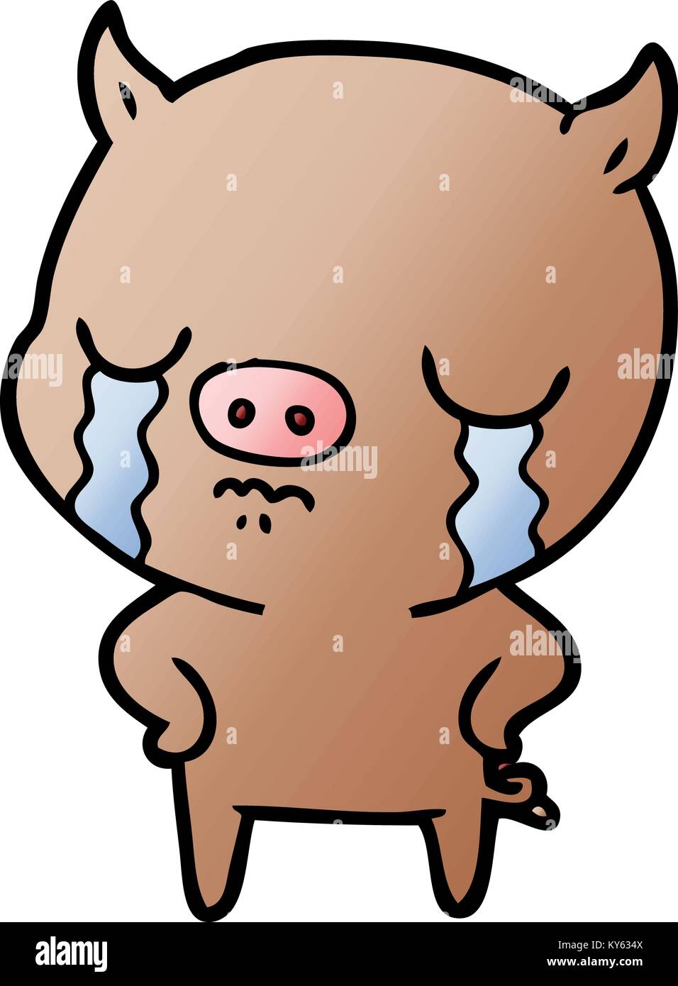 cartoon pig crying with hands on hips Stock Vector Image & Art - Alamy
