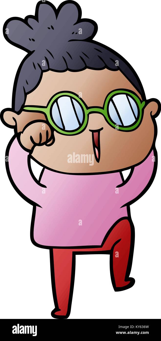 cartoon woman wearing spectacles Stock Vector Image & Art - Alamy