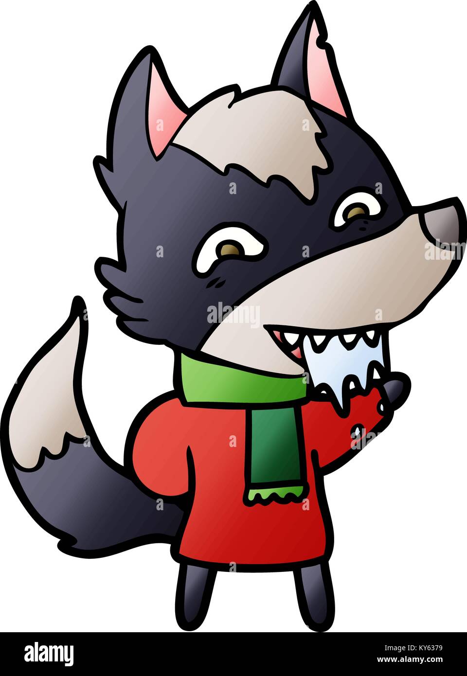 cartoon hungry wolf in winter clothes Stock Vector Image & Art - Alamy