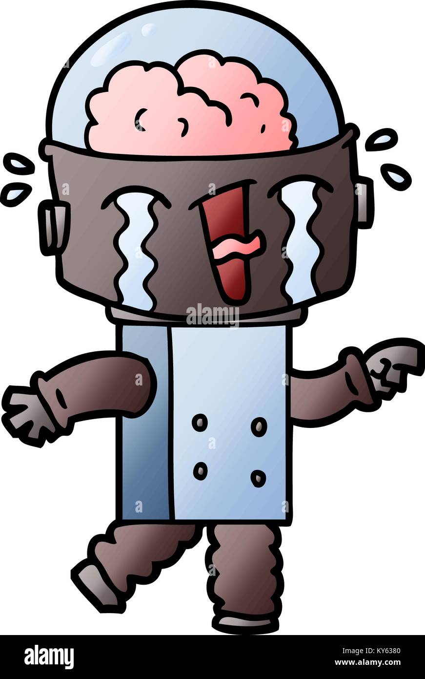 cartoon crying robot pointing Stock Vector Image & Art - Alamy