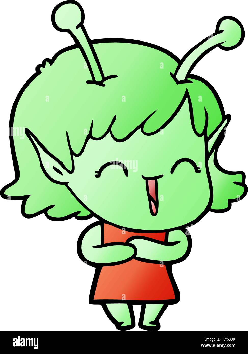 cartoon happy alien girl Stock Vector Image & Art - Alamy