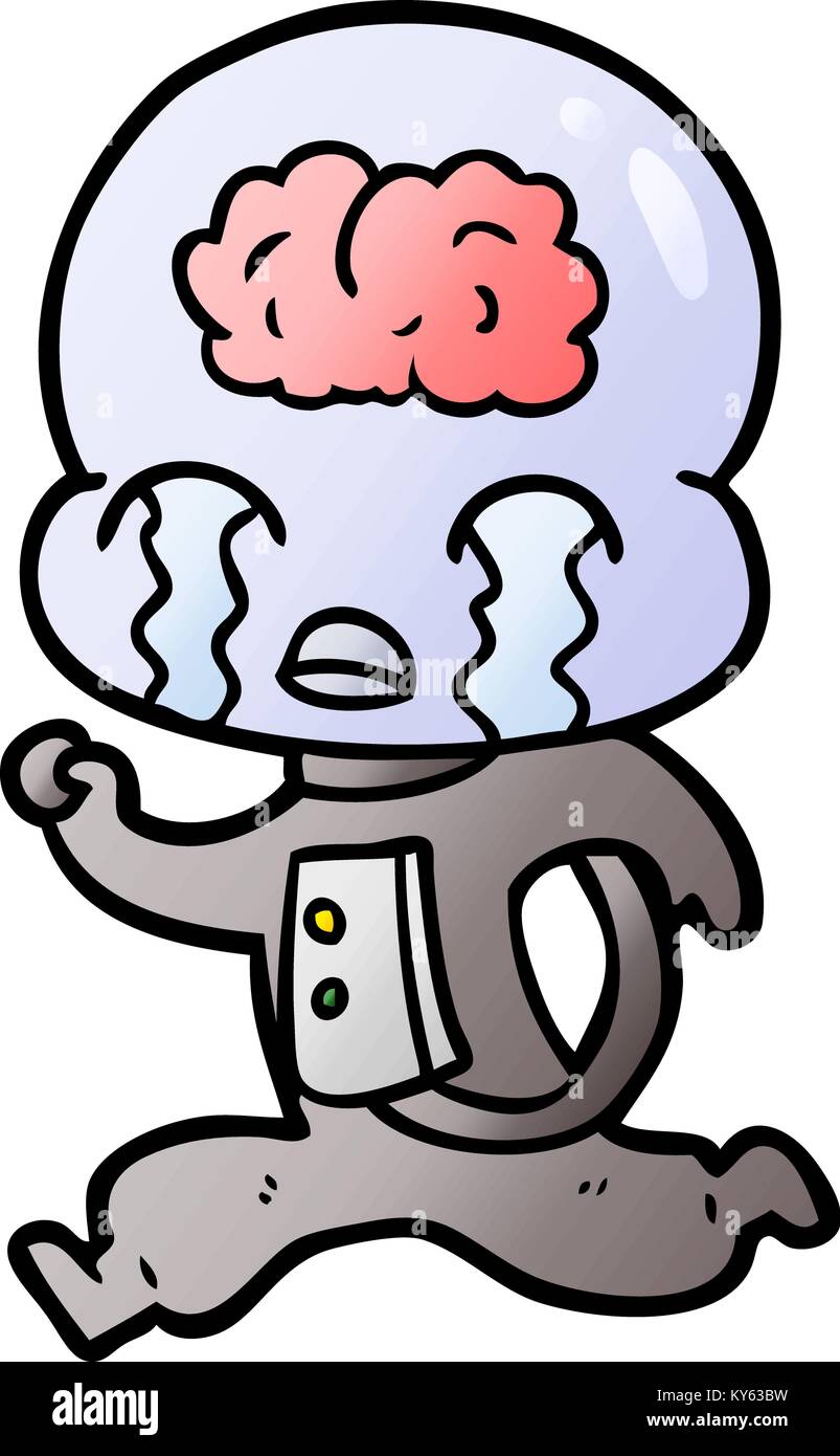 cartoon big brain alien crying running Stock Vector Image & Art - Alamy