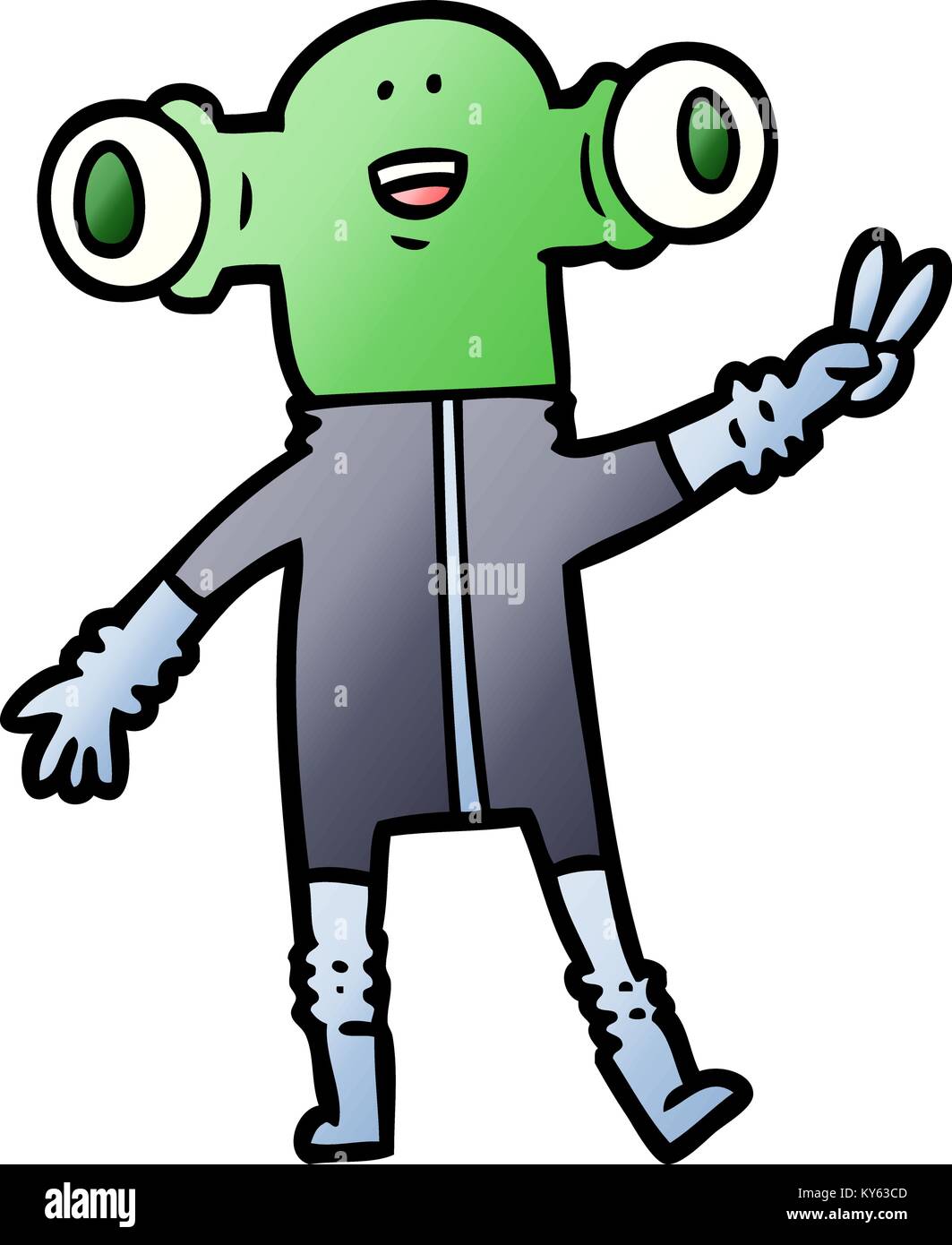 friendly cartoon alien giving peace sign Stock Vector Image & Art - Alamy