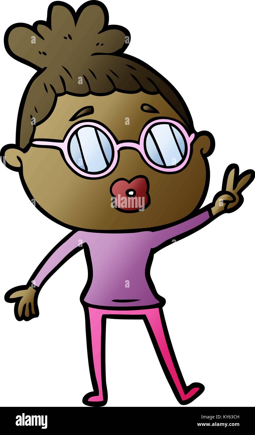 cartoon woman making peace sign Stock Vector Image & Art - Alamy