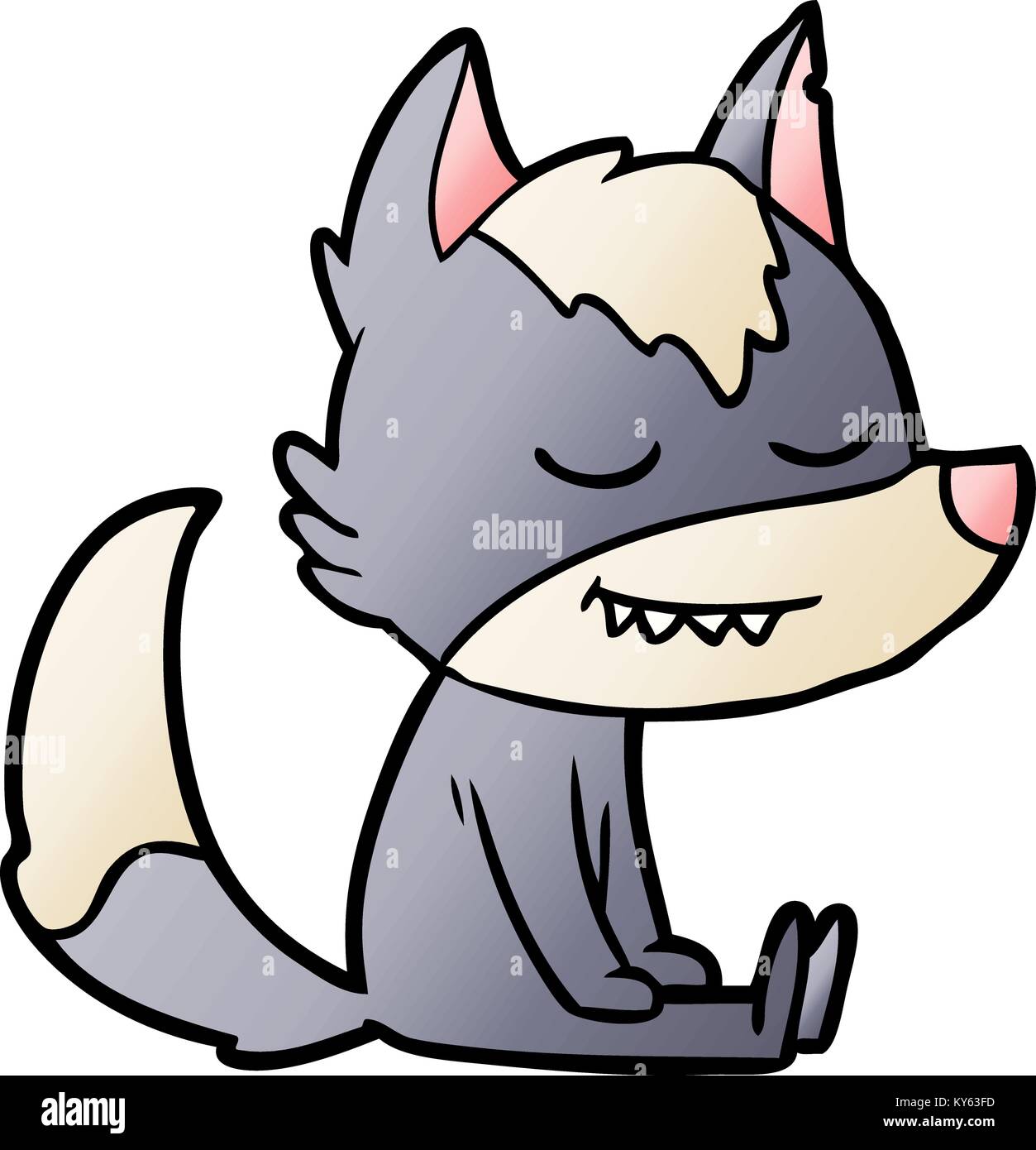 friendly cartoon wolf sitting down Stock Vector Image & Art - Alamy