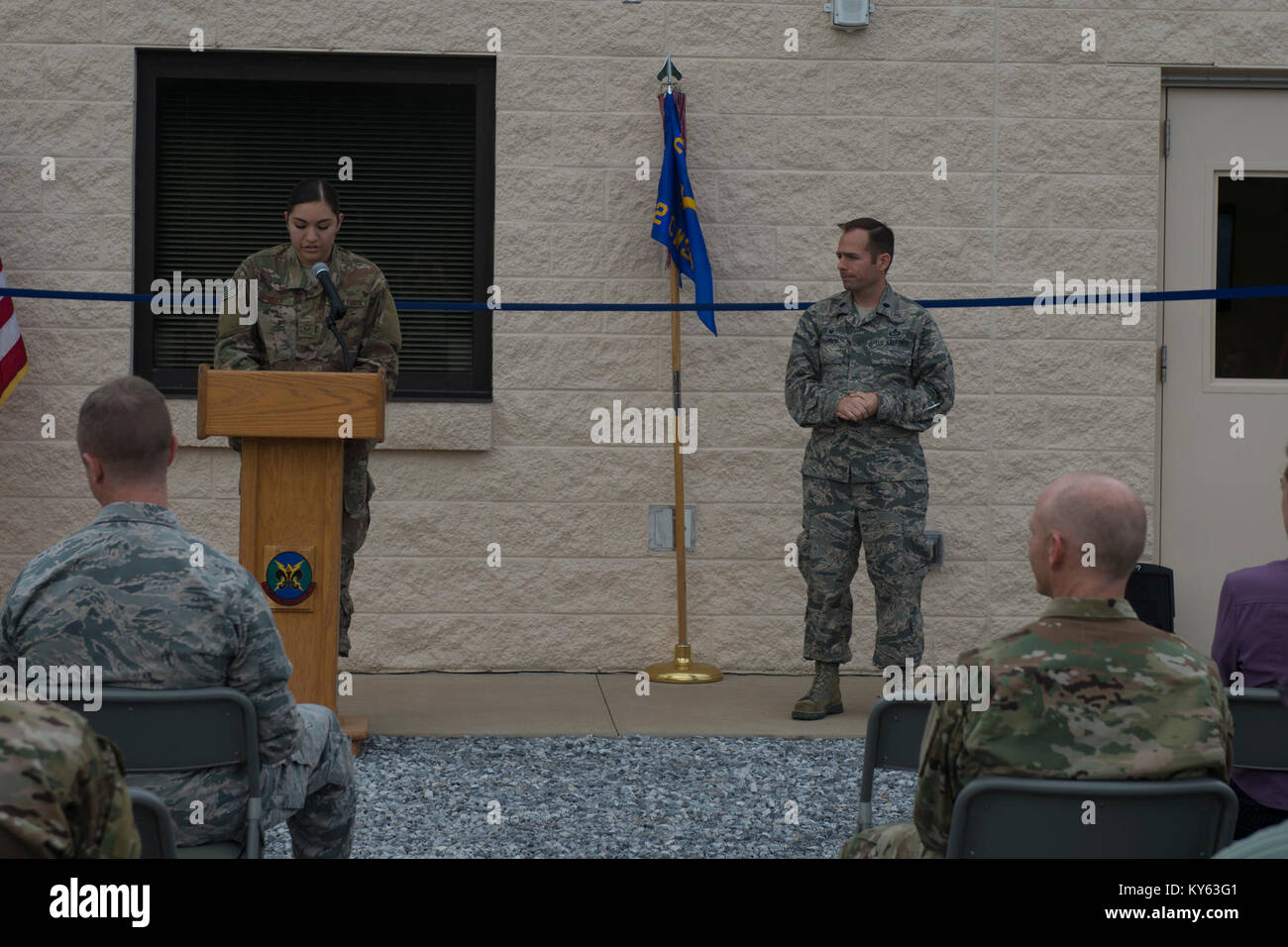 Airmen with the 2nd Combat Weather Systems Squadron held a ribbon ...