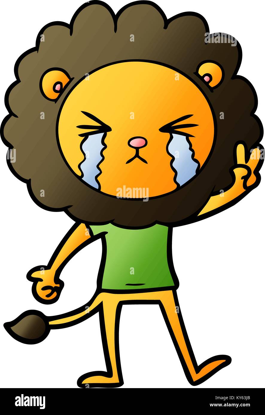 cartoon crying lion giving peace sign Stock Vector Image & Art - Alamy