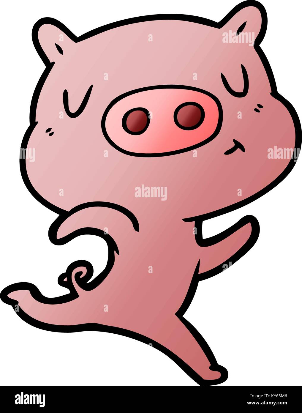 cartoon content pig running Stock Vector Image & Art - Alamy