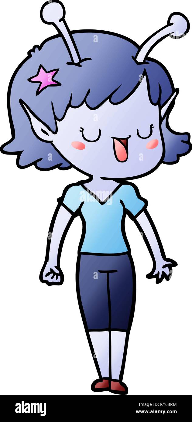 happy alien girl cartoon Stock Vector Image & Art - Alamy